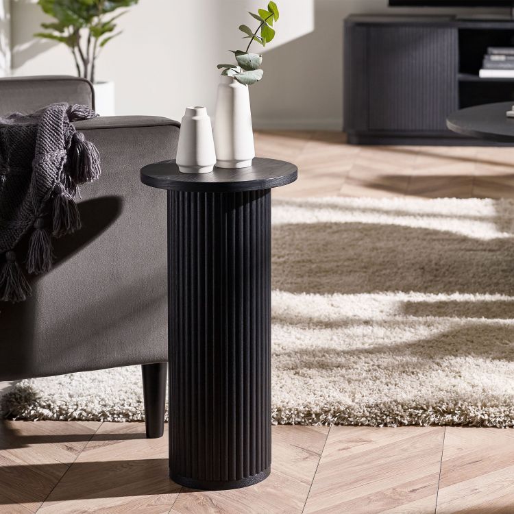 Black Fluted Drinks Table | George Street Furnishers